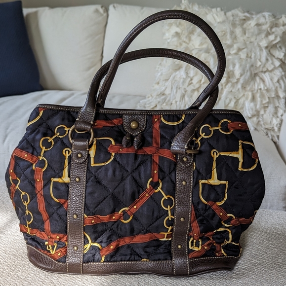J. Crew | Bags | J Crew Sample Equestrian Bit Pattern Tote Brass ...